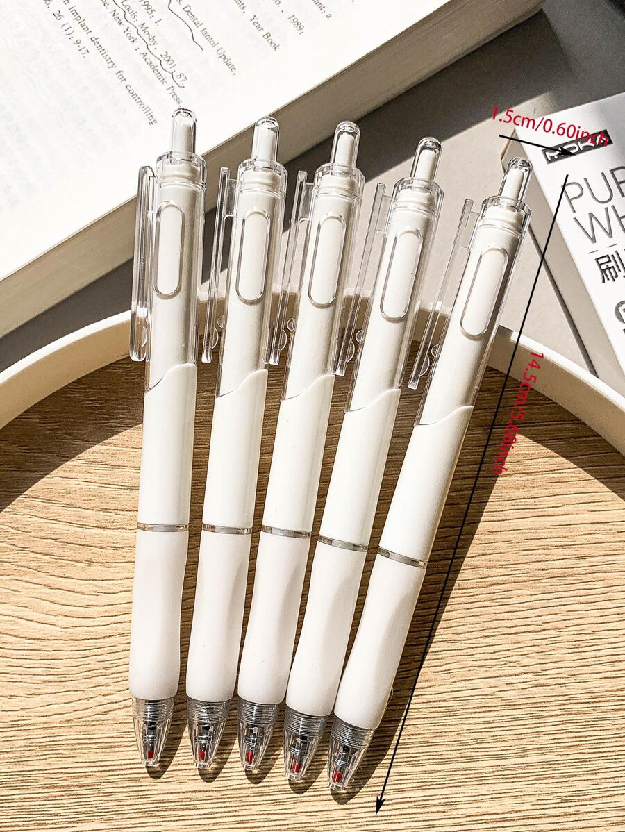MOKA 5pcs Solid Color Press Type Gel Pen, Simple Portable Multi-purpose ...