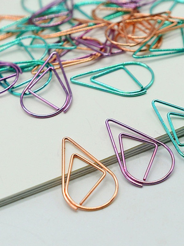 50pcs Water Drop Shaped Paper Clip, Simple Stainless Steel Paper Clip ...