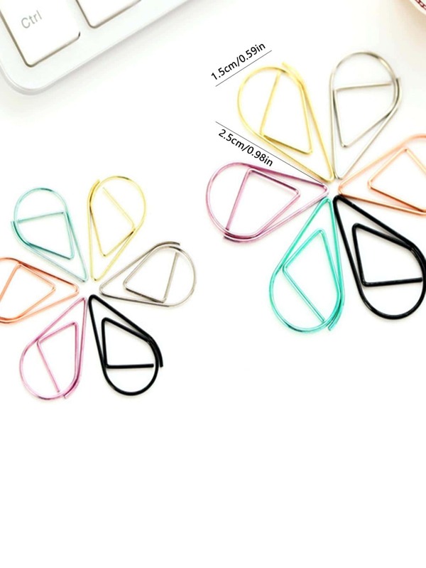 50pcs Water Drop Shaped Paper Clip, Simple Stainless Steel Paper Clip ...