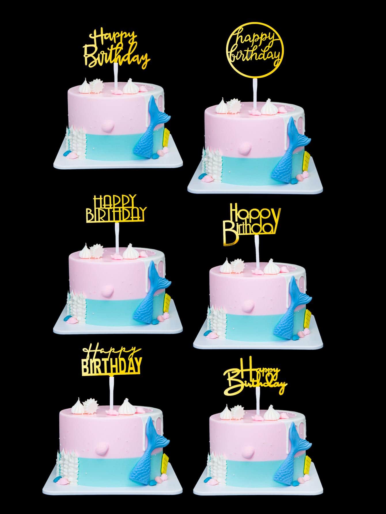 6 Pcs Birthday Cake Topper Set Acrylic Happy Birthday Cake Toppers ...