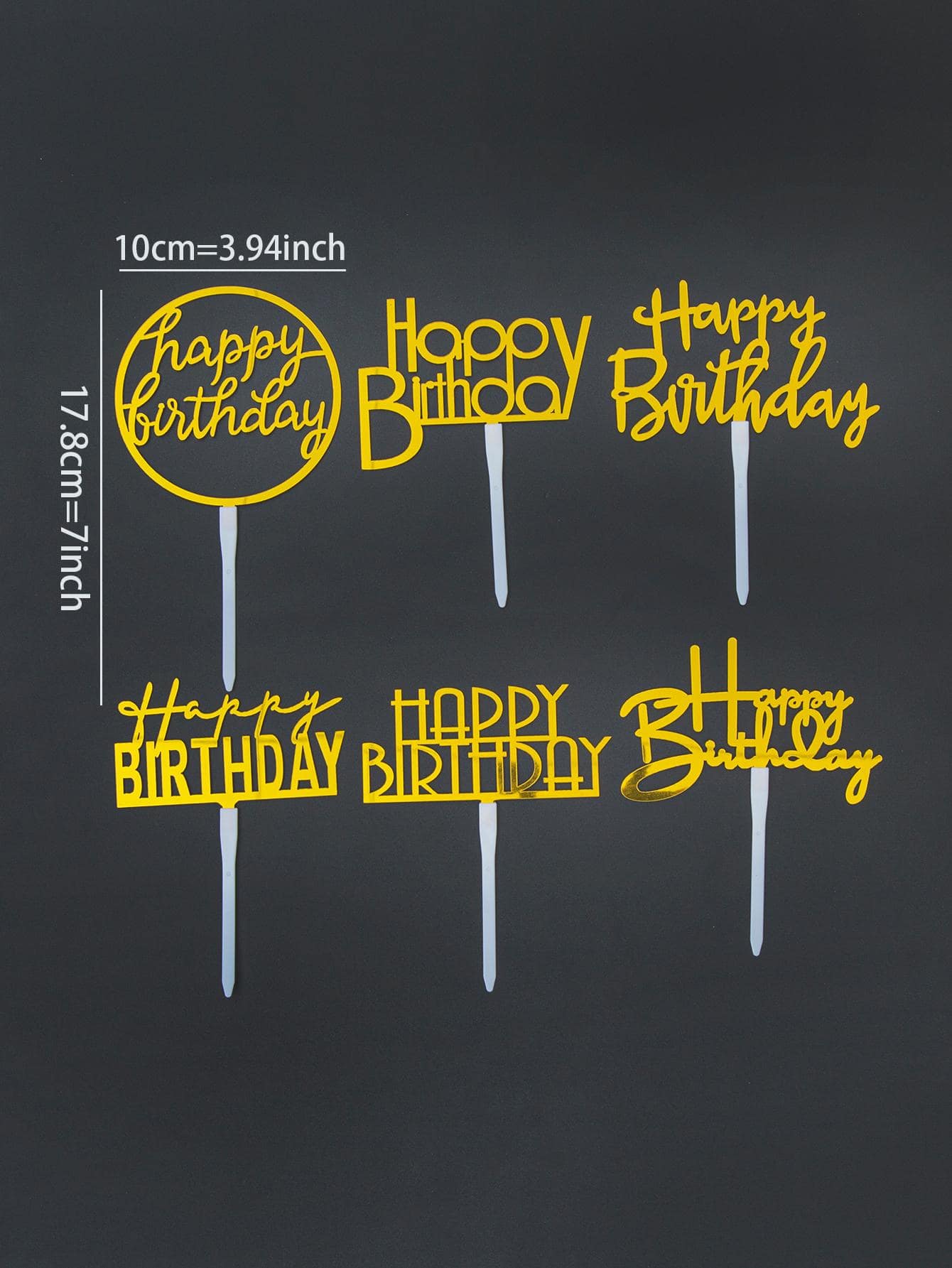 6 Pcs Birthday Cake Topper Set Acrylic Happy Birthday Cake Toppers ...