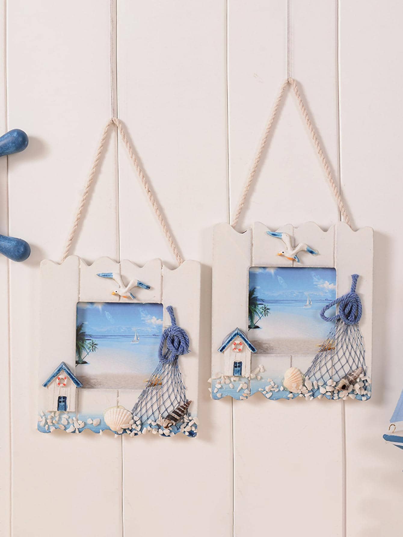 1pc Wooden Wall Hanging, Photo Frame Design Hanging Decoration For Home ...