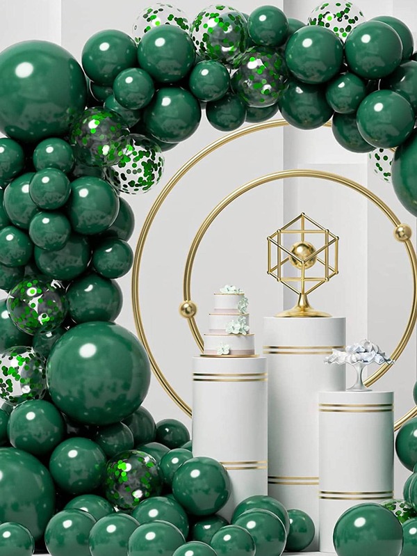 89pcs Solid Color Decorative Balloon, Modern Green Latex Balloon ...