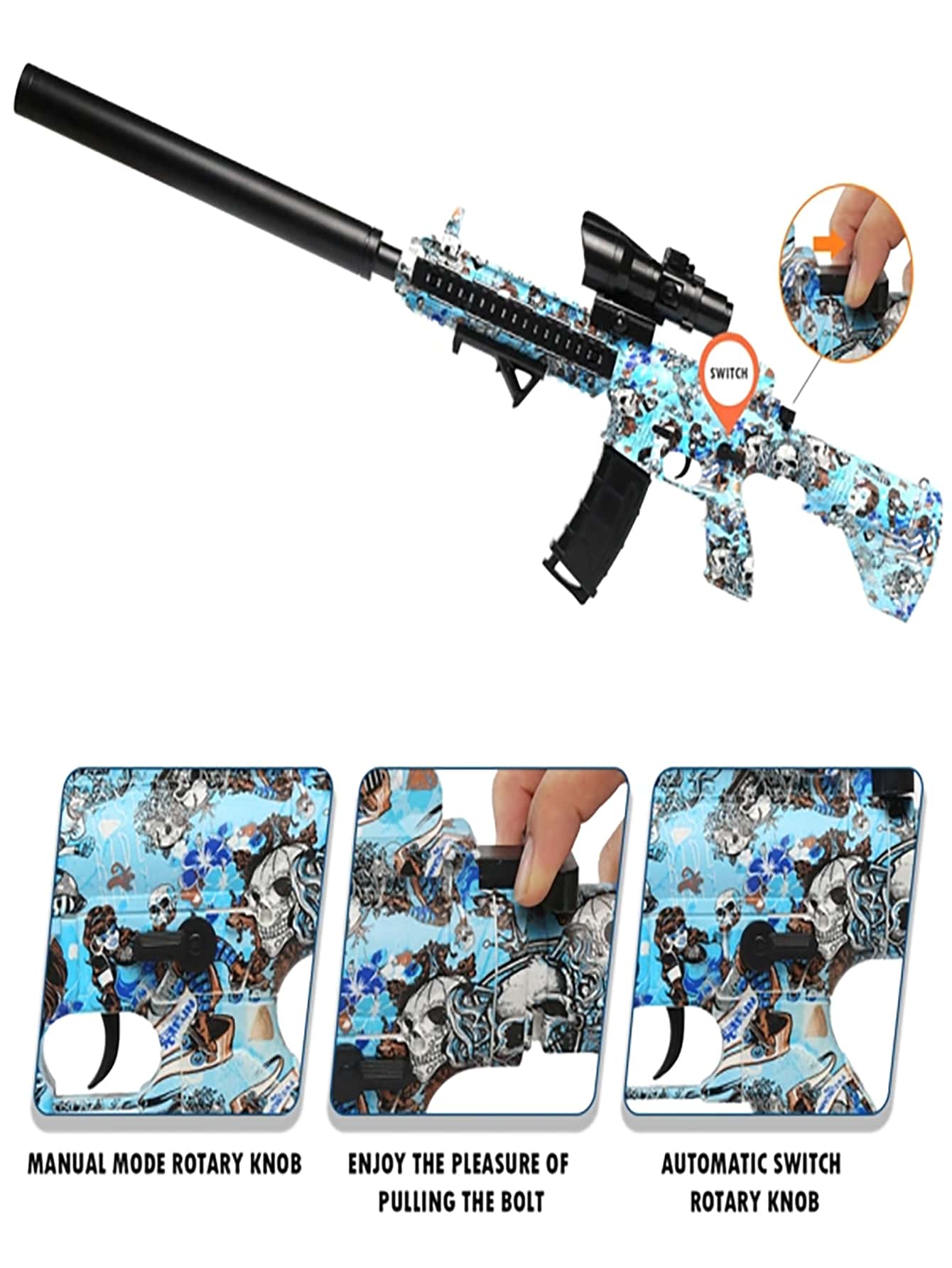Splatter Ball Gun Gel Ball Blaster Electric Toy Guns; Kid Electric Toy ...