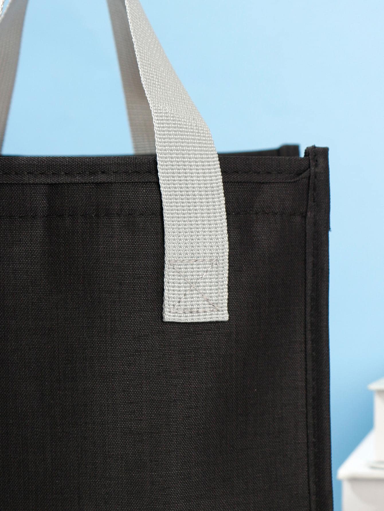 1pc Portable Lunch Bag, Black Polyester Meal Box Insulated Storage Bag ...