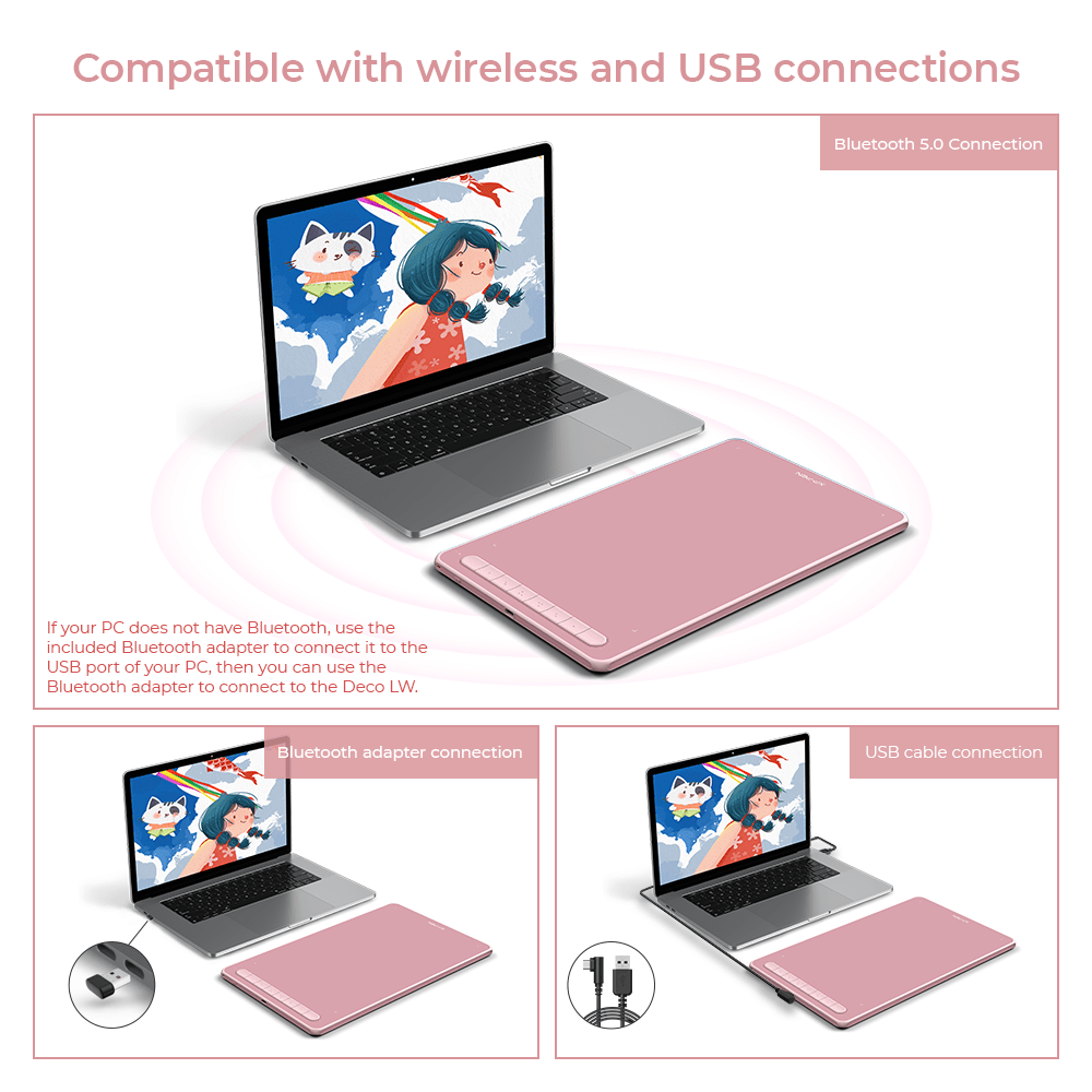 XPPen XPPen Deco LW Wireless Drawing Tablet 10x6In Bluetooth Graphic ...