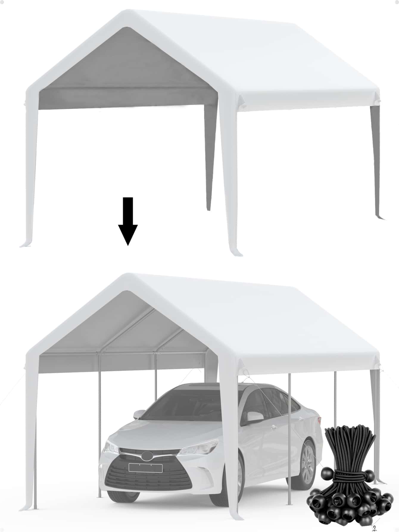 10'x20' Tarp Replacement Top Cover for Canopy with Leg Wrapped, 180G ...