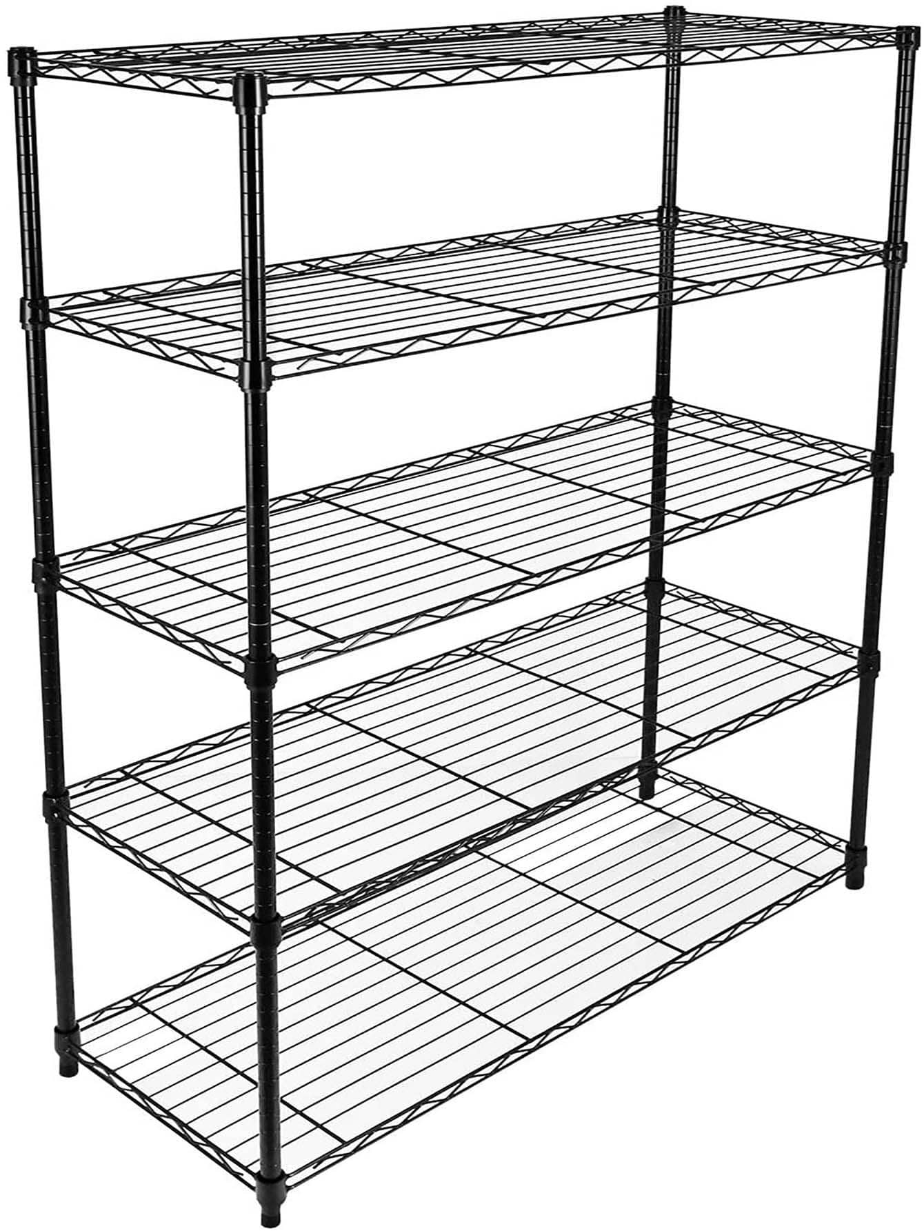 Simple Deluxe Heavy Duty 5-Shelf Shelving Unit with Wheel and ...