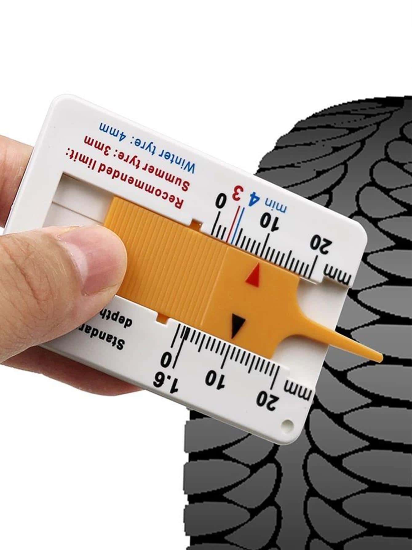 1pc ABS Tyre Tread Depth Gauge Caliper, Modern Tire Ruler Vernier Depth ...