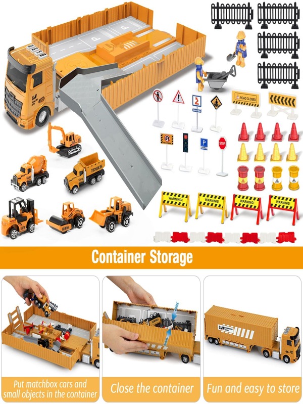 Friction Powered Cars Construction Vehicles Toys Playset for Kids ...