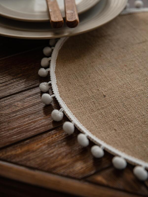 1pc Pom Pom Decor Place Mat, Round Table Mat, For Dining Table | SHEIN USA
