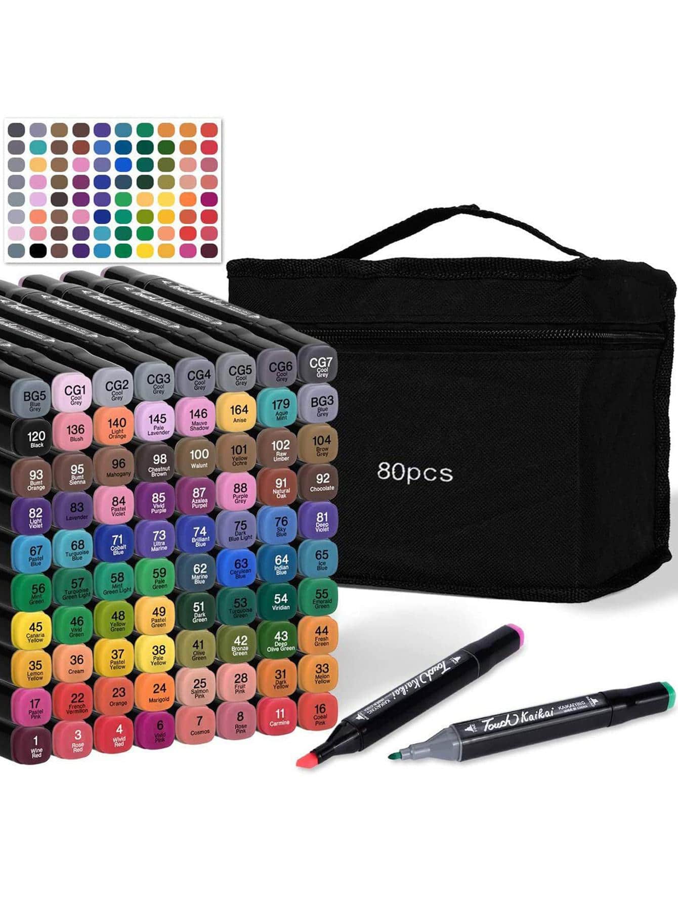80 Colors Markers Highlighter, Dual Tip Permanent Sketch Art Markers ...