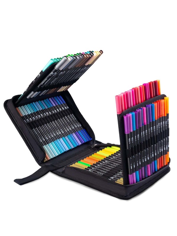 120 Colors Artist Markers Dual Tip Pens, Fine Tip Coloring Marker ...