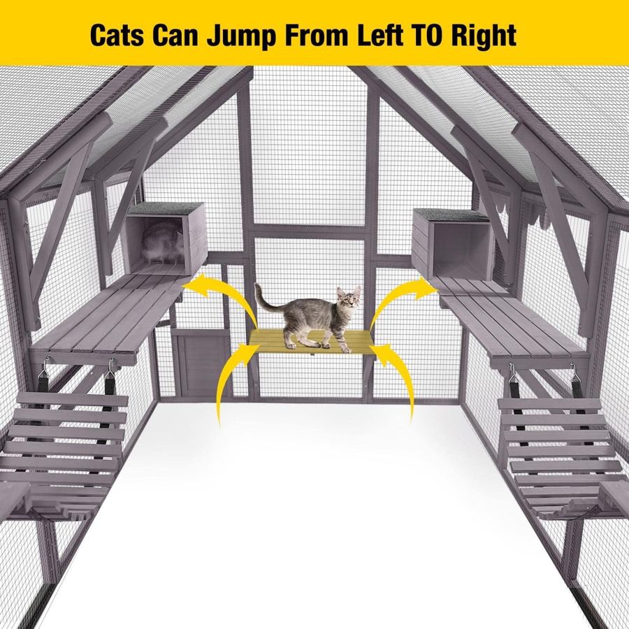 Aivituvin Cat Run Large Cat Enclosure Wooden Cat Catio Outdoor Kitty ...