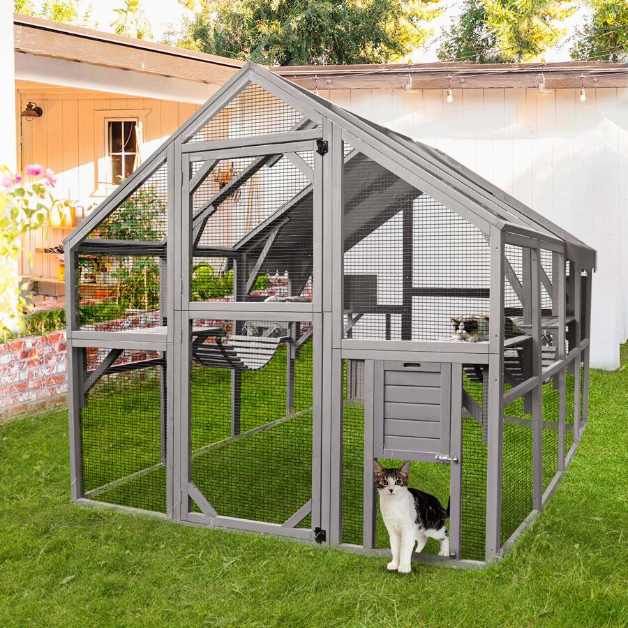 Aivituvin Cat Run Large Cat Enclosure Wooden Cat Catio Outdoor Kitty ...