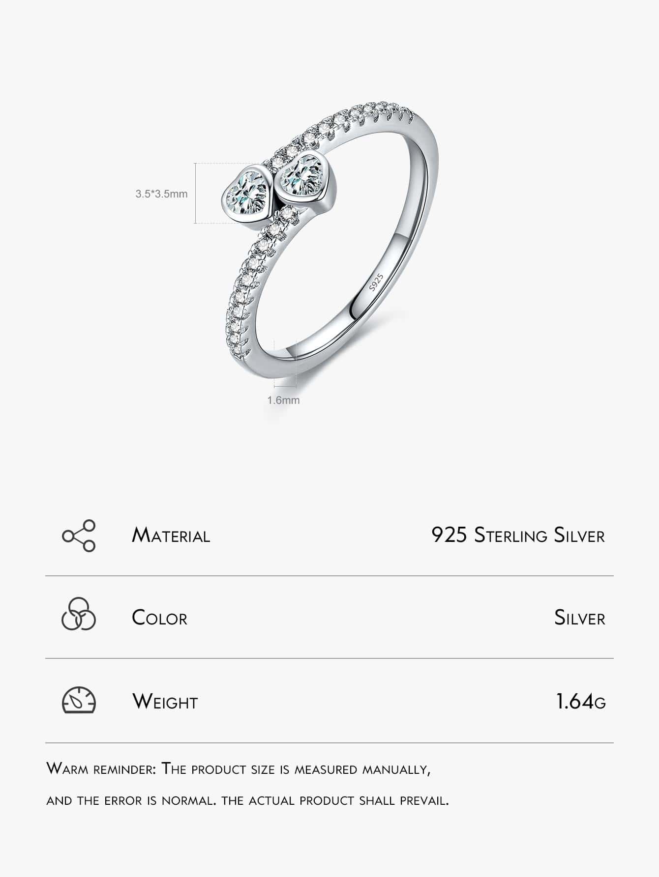 Cubic Zirconia Heart Decor Silver Ring | SHEIN USA