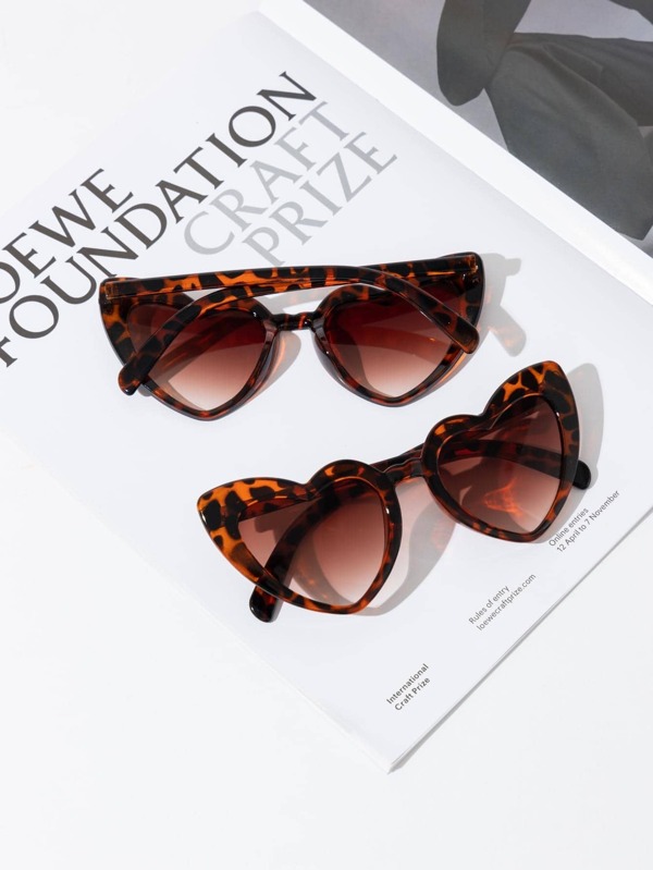Tortoiseshell Heart Frame Fashion Glasses Shein Usa