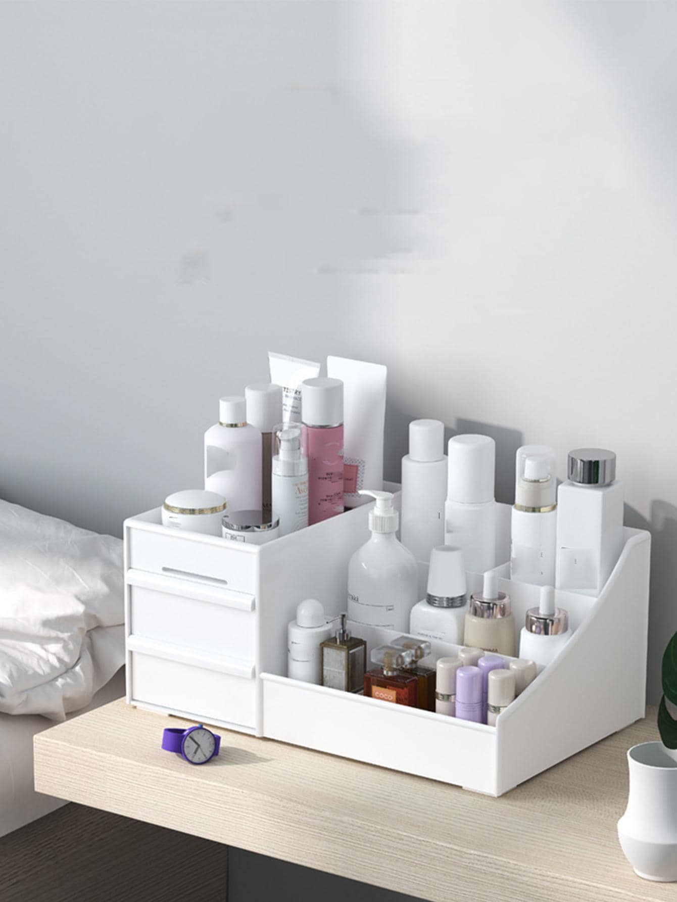 1pc Multi-Grid Makeup Storage Box, Modern Plastic Desktop Makeup ...