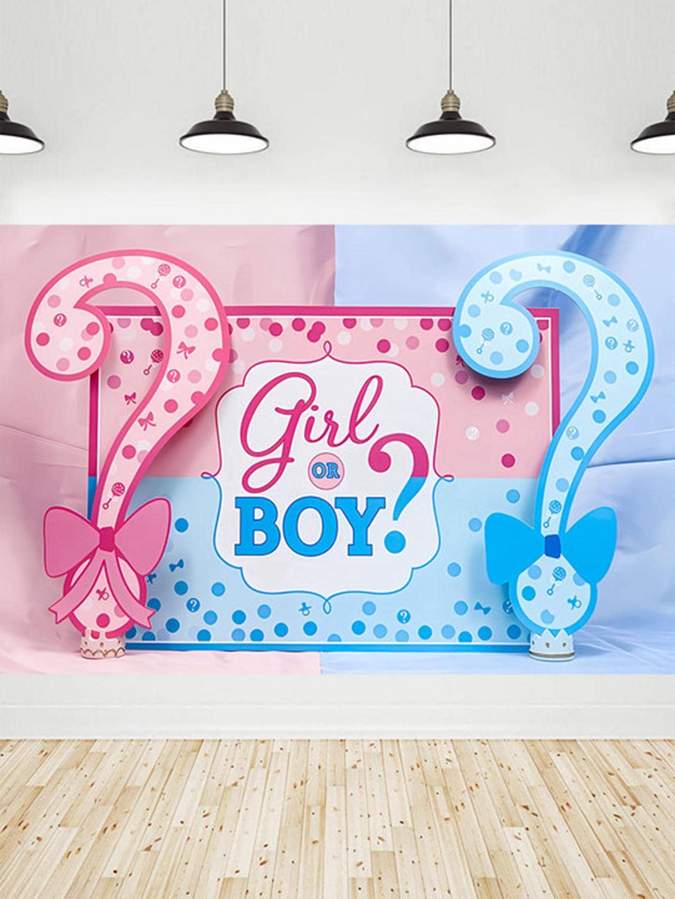 1Pc Blue Pink Background Cloth, Gender Reveal Party Background ...