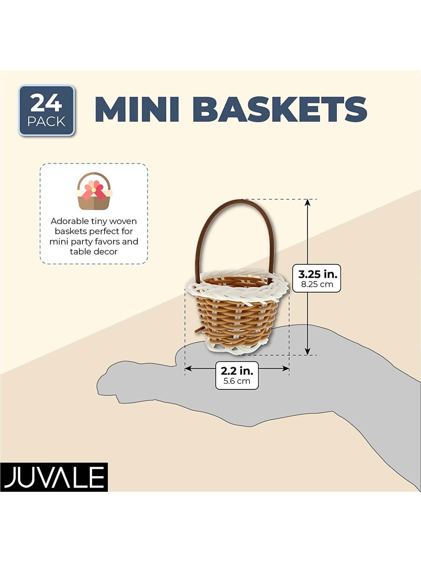24 Pack Mini Woven Baskets With Handles - Bulk Miniature Baskets For ...
