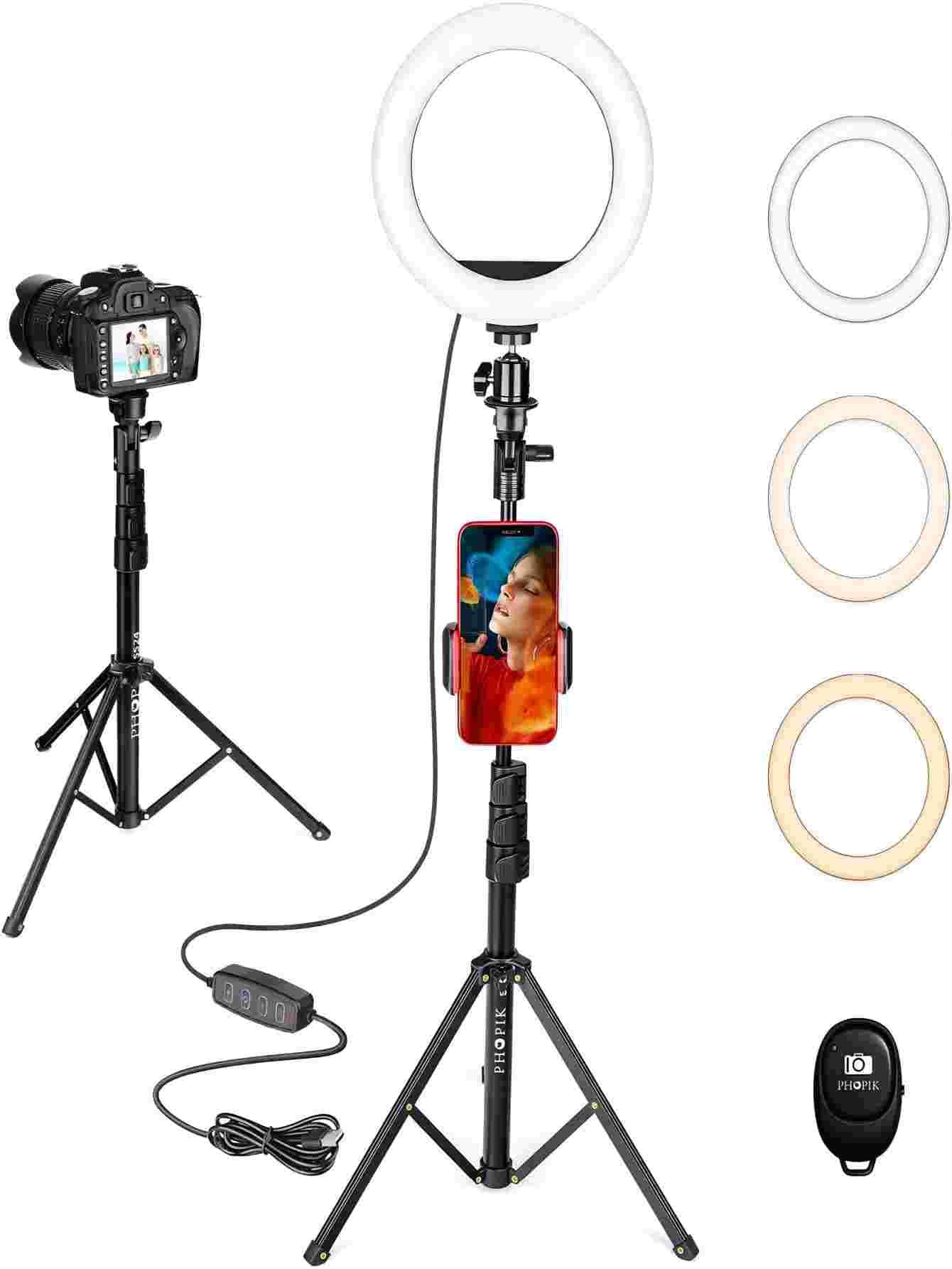 8 '' Selfie Ring Light with Adjustable Tripod and Phone Holder, with ...