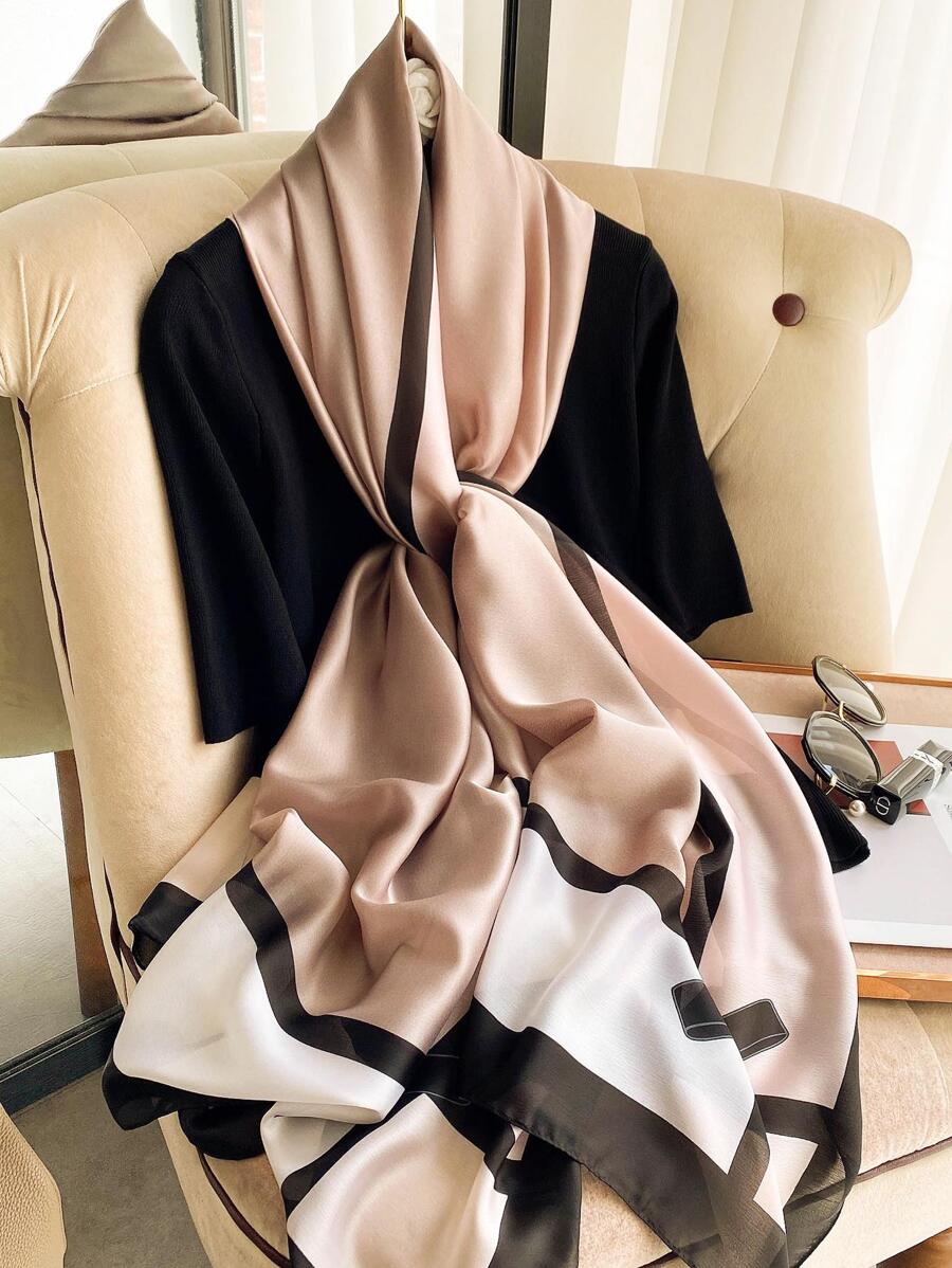 1pc Color Block Scarf Elegant Classic Scarf For Men Women Boys Girls ...