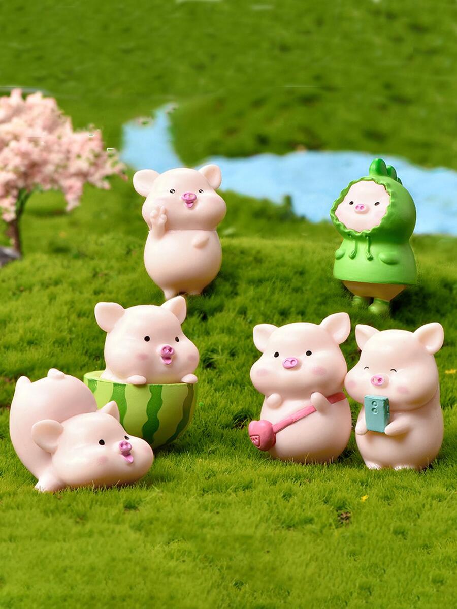 7pcs Cartoon Pig Shaped Garden Ornament | SHEIN USA