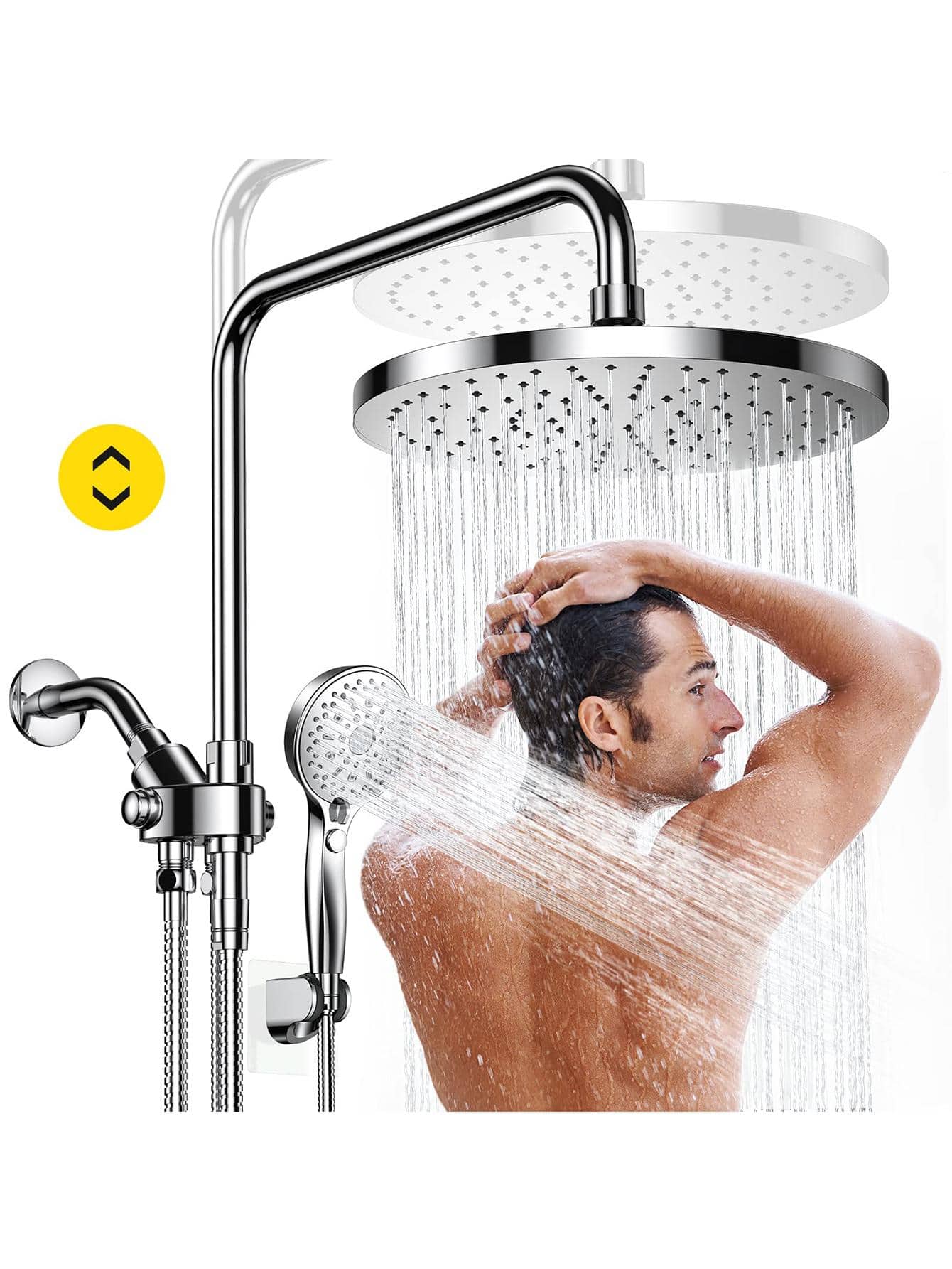 AmbiCasa Dual Shower Head Combo, 10" Rain ShowerHead & 5" Handheld ...