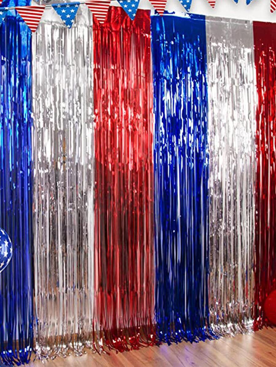 1pc Metallic Silver Rain Tassel, PET Creative Party Backdrop For Party ...