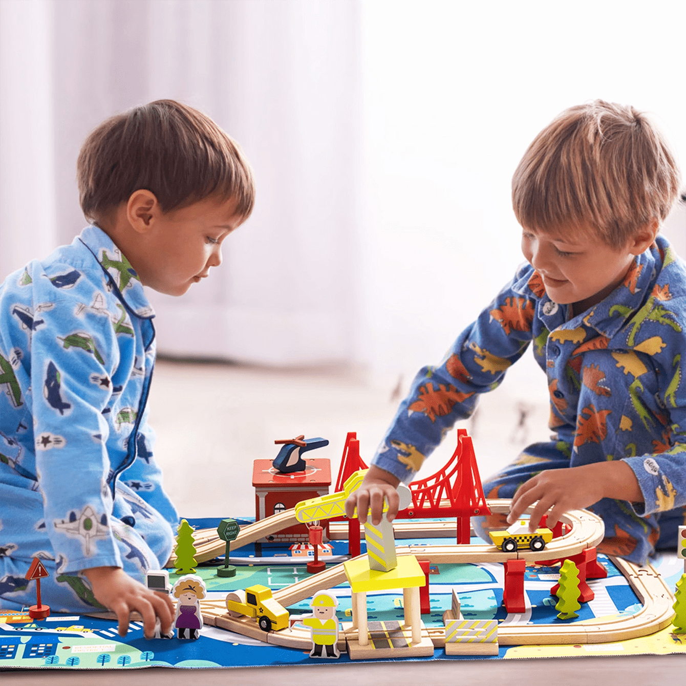 Train Set - 64 Pieces Wooden Train Tracks & Trains,Wooden Train Set ...