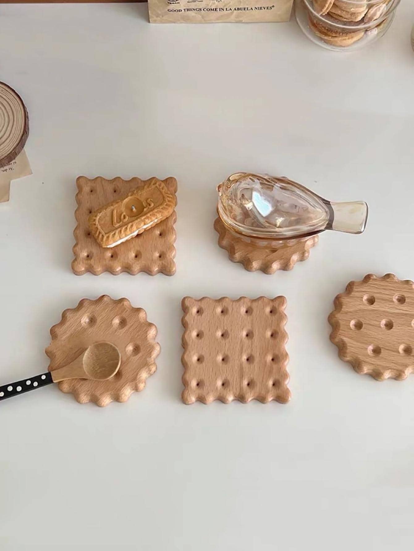 1 pieza Portavasos de madera moderno de galleta diseño mesa para mesa ...