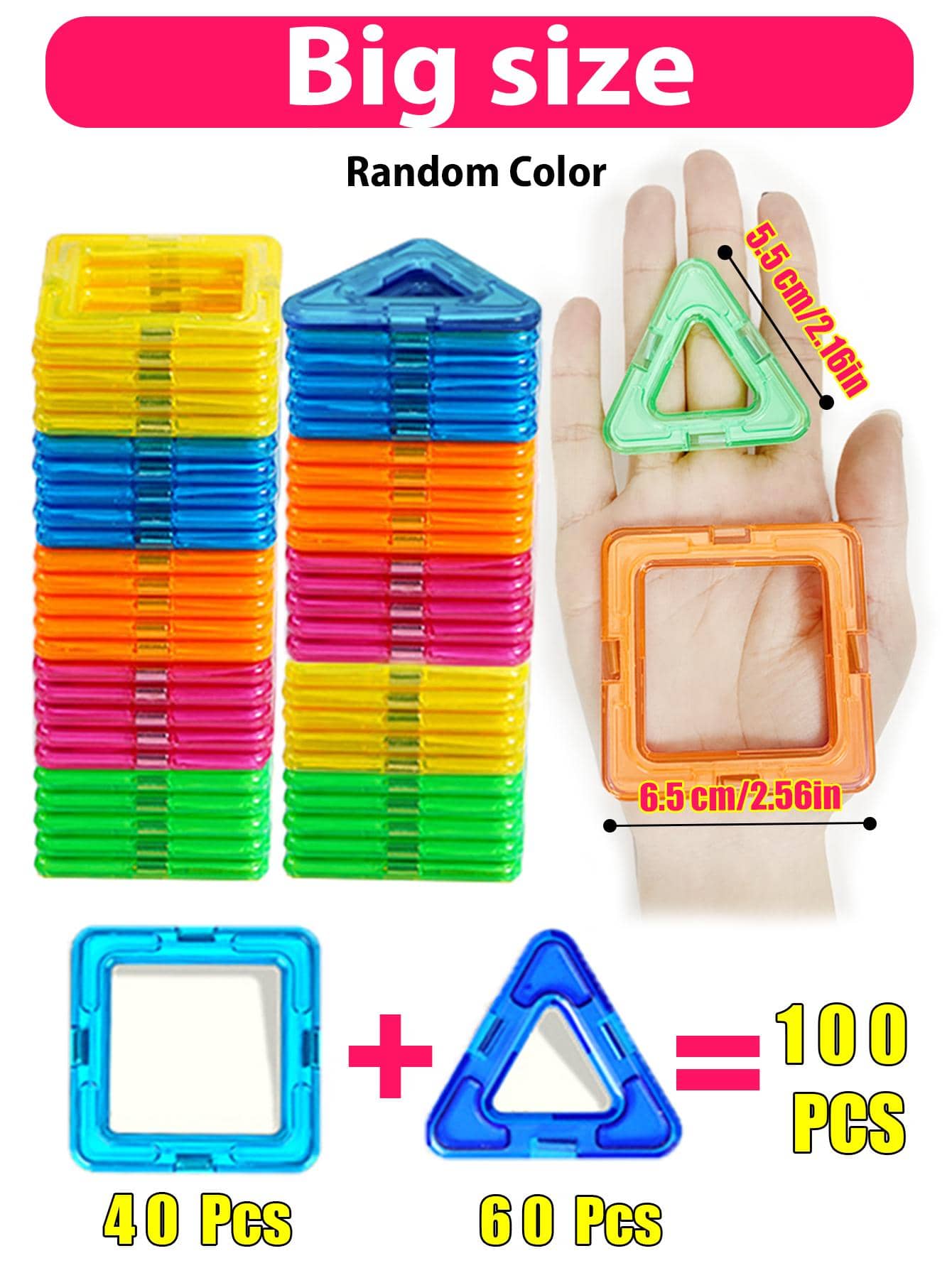 Christmas Decoration 100PCS Big Size Magnetic Building Blocks DIY Magnets Toys For Kids Designer ...