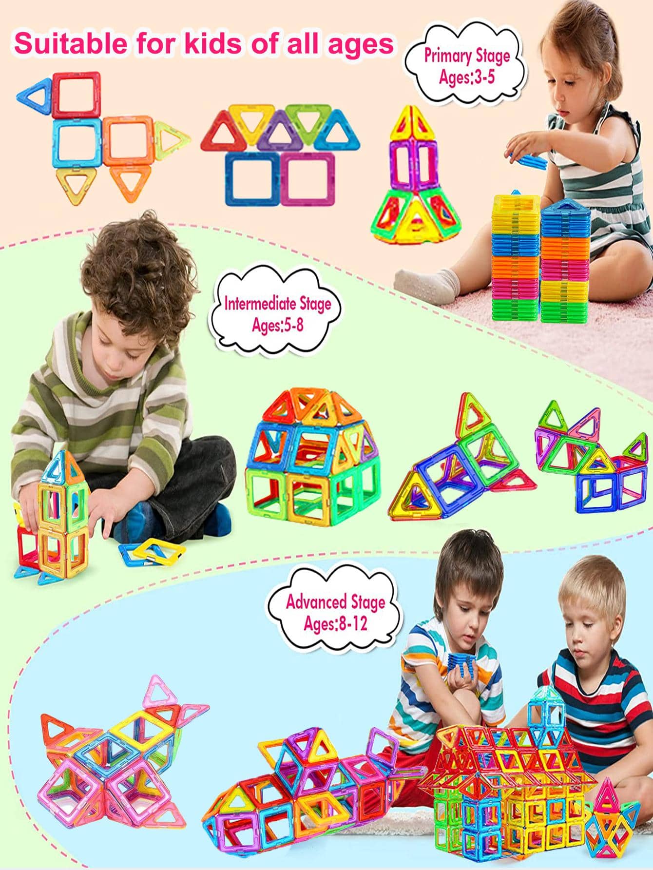 Christmas Decoration 100PCS Big Size Magnetic Building Blocks DIY Magnets Toys For Kids Designer ...