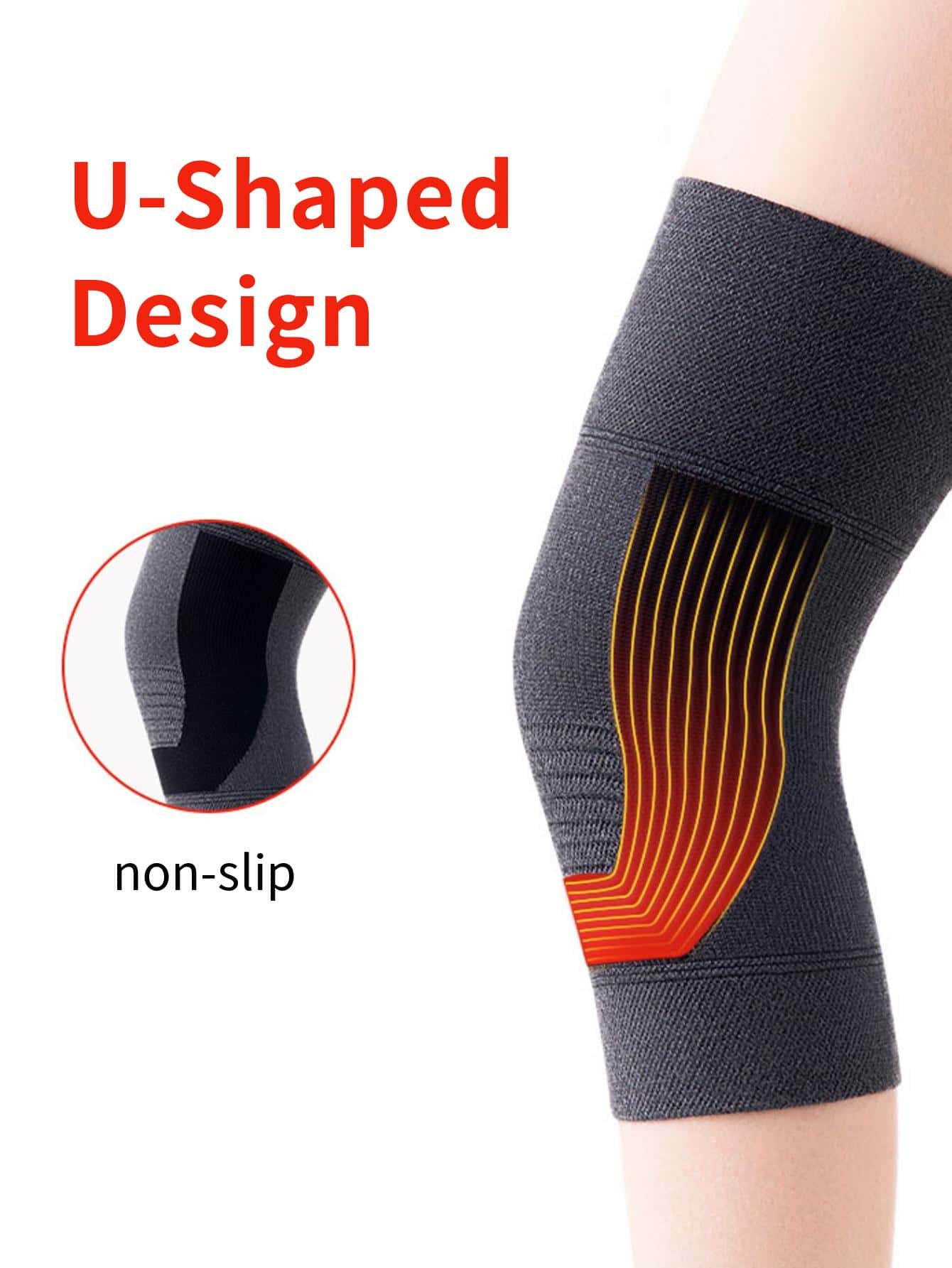 1pair Black Knee Pads, Warmth-keeping, Anti-slip, Suitable For Both ...