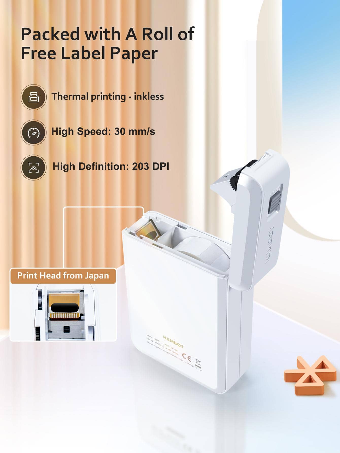 JADENS Thermal Label Maker Machine With Tape, D110 Portable Bluetooth ...