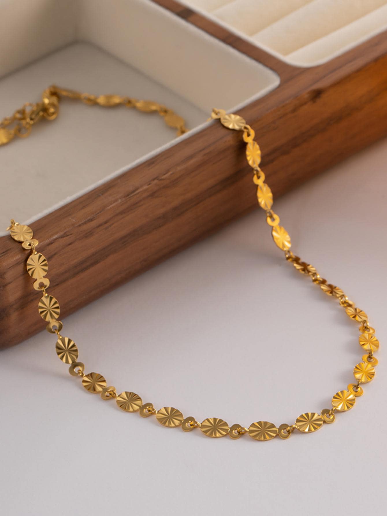 Uworld 1pc Vintage Minimalist Oval Chain Necklace Daily Jewellry 18K ...