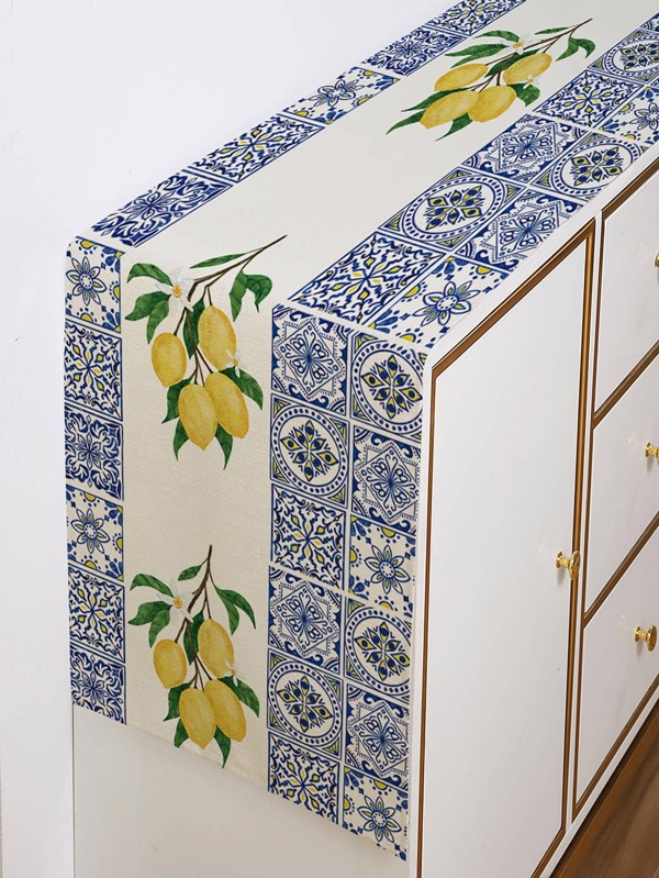1pc Lemon Print Table Runner | SHEIN USA