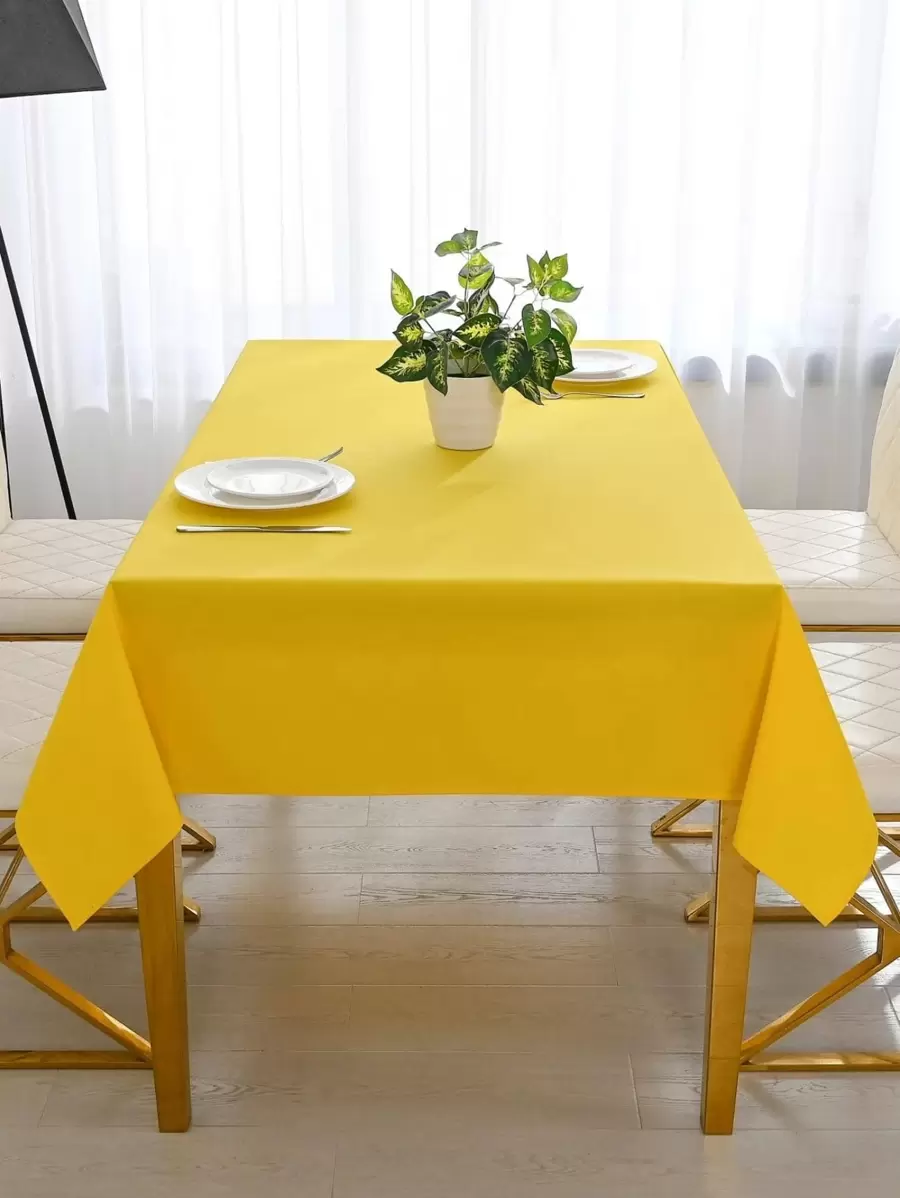 Solid Color Tablecloth, Mustard Yellow Simple Polyester Table Cover ...