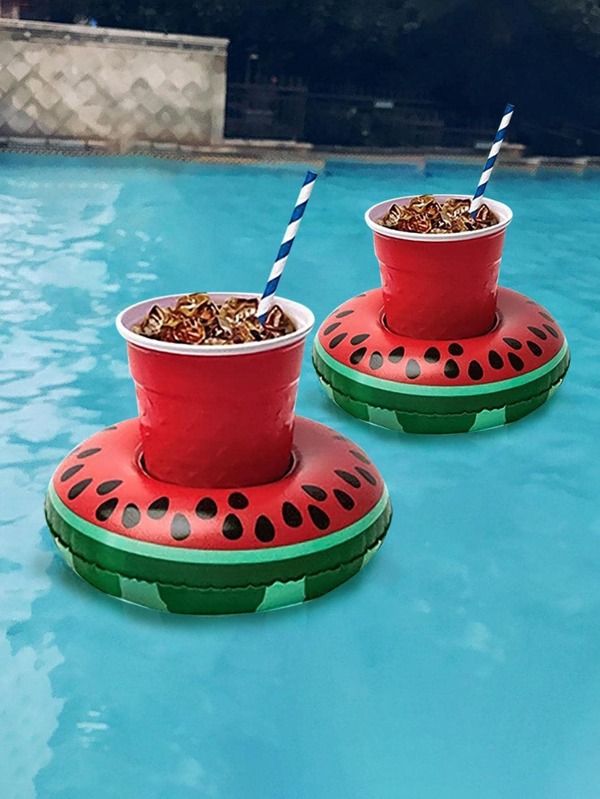 3pcs Watermelon Design Inflatable Coaster, Red Creative Swimming Pool ...