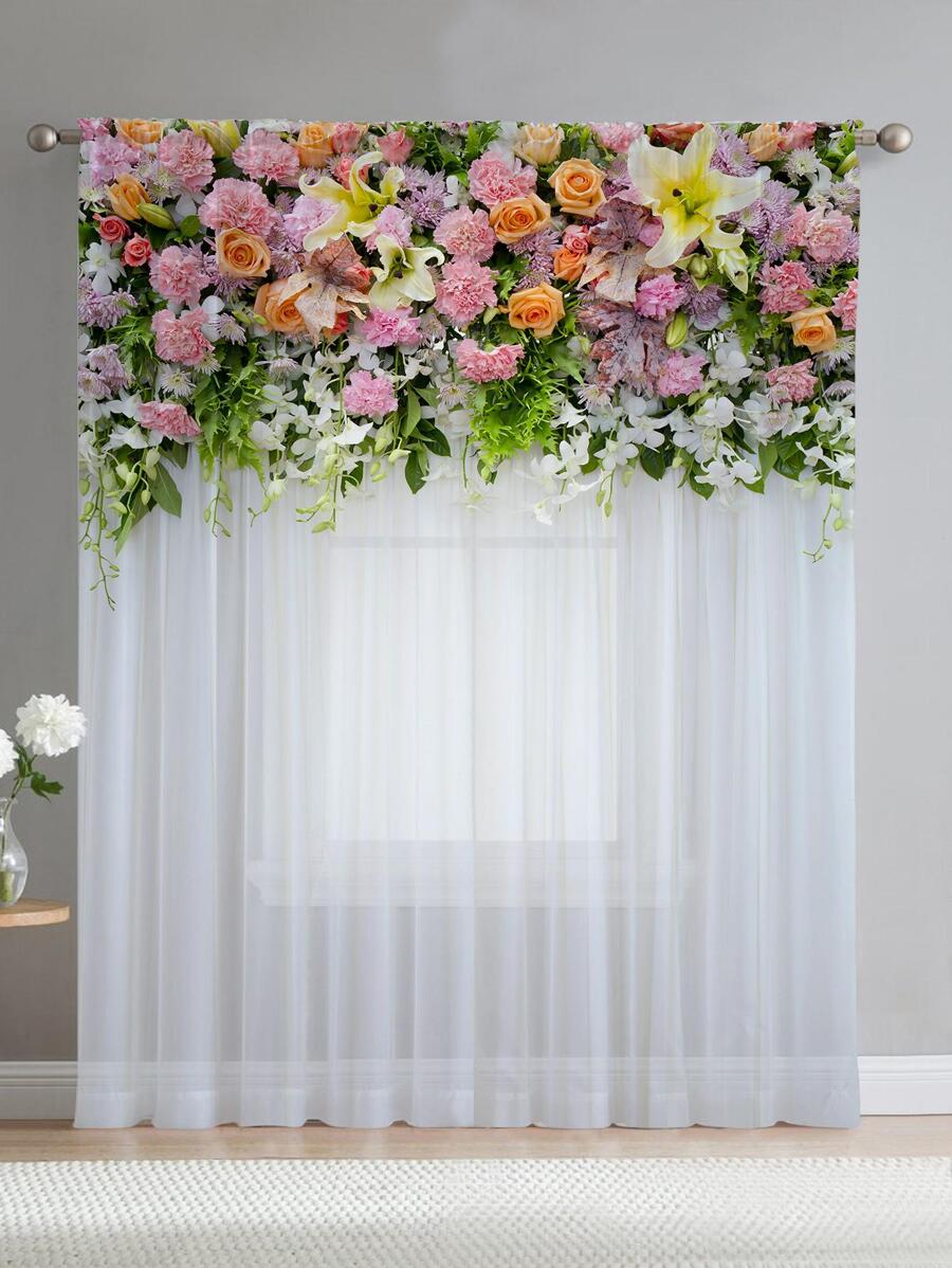 Floral Pattern Single Panel Sheer Curtain | SHEIN USA