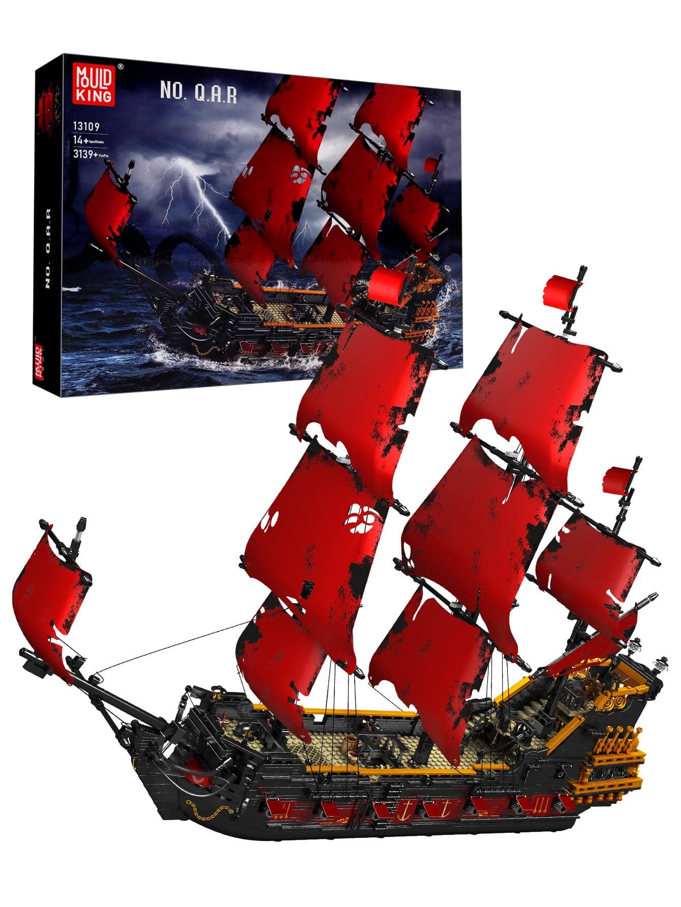 Mould King 13109 Queen Anna's Revenge Pirate Ship Model Building Blocks ...