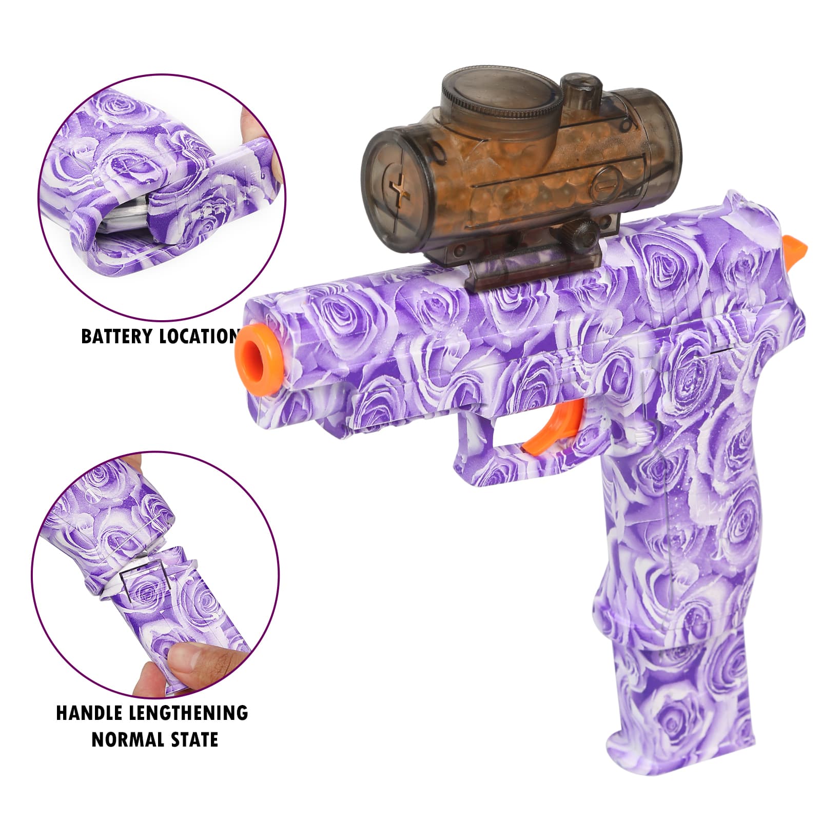 Electric Gel Ball Blaster Toy Guns with Rechargeable Battery, Full Auto ...