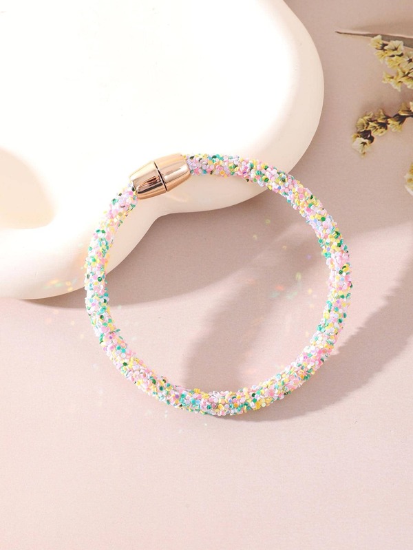 1pc Fairy Style Colorful Glitter Magnetic Clasp Bangle For Women ...