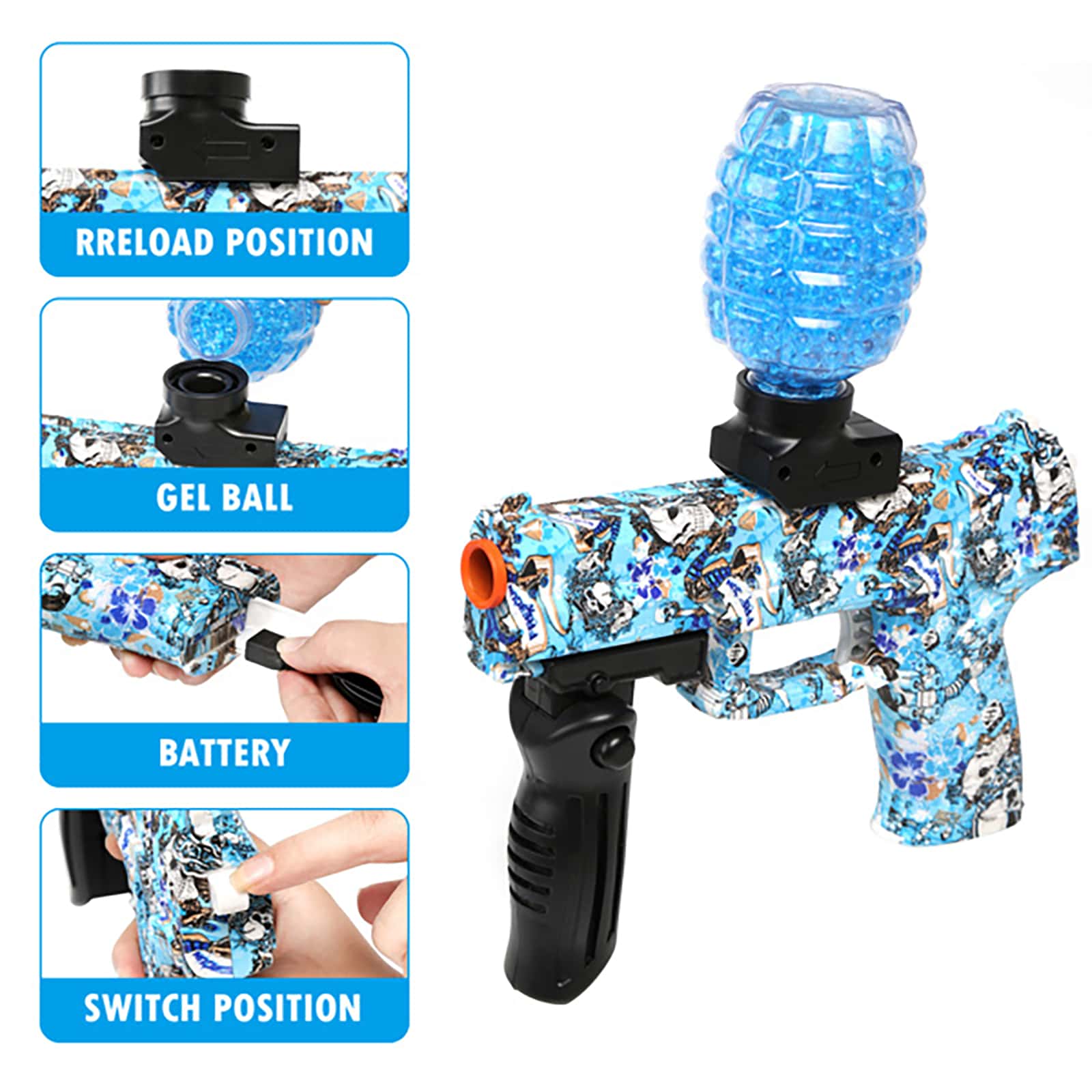 Splatter-Ball Gun Automatic, Electric Splatter Ball Gun with 11000 Non ...