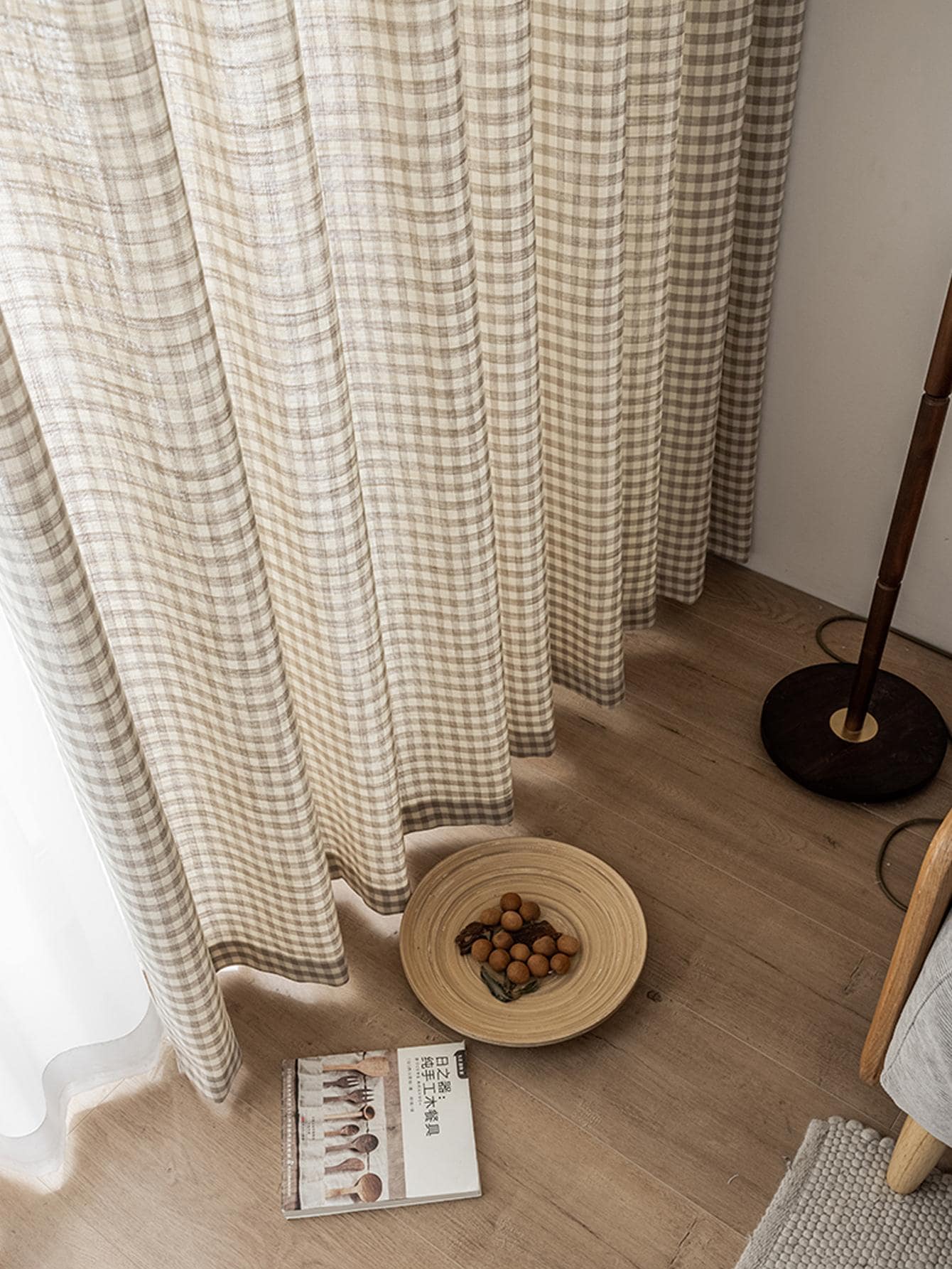 Gingham Pattern Single Panel Curtain, Modern Geometric Pattern Curtain ...