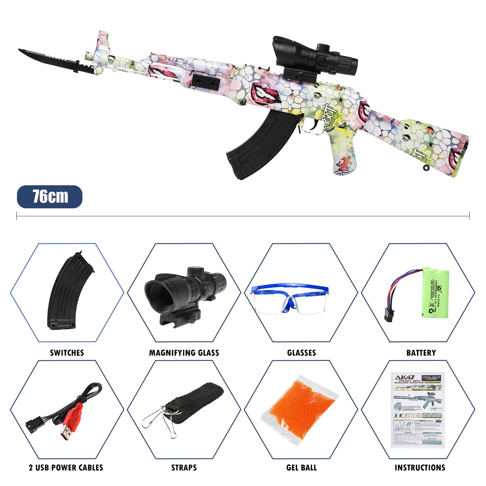 Electric Splatter Gel Ball Blaster Toy Gun for Kids - Includes 11000 ...
