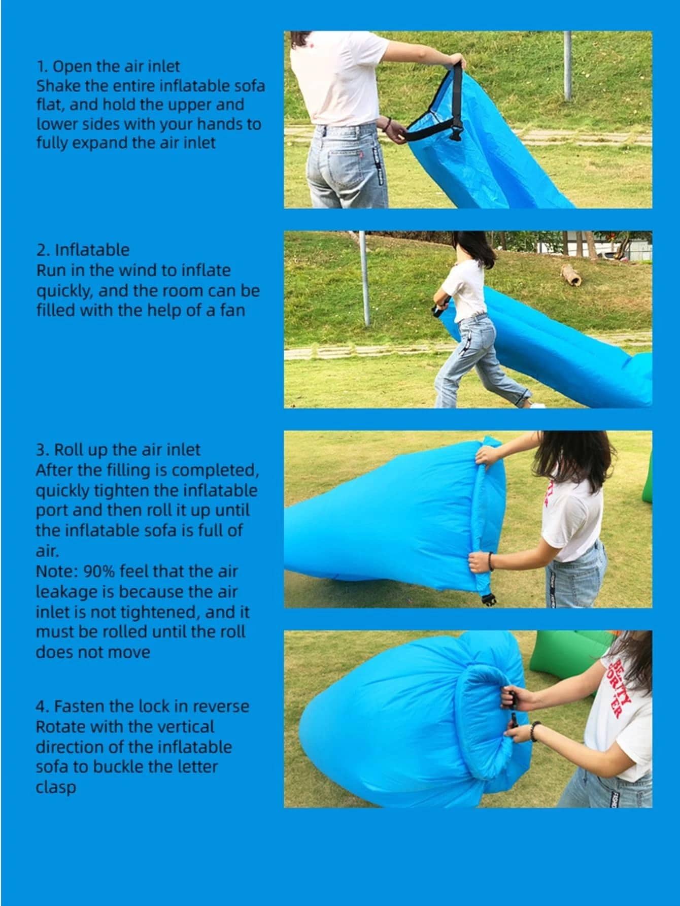 1pc Inflatable Sofa, Modern PVC Solid Color Foldable Sofa For Outdoor ...