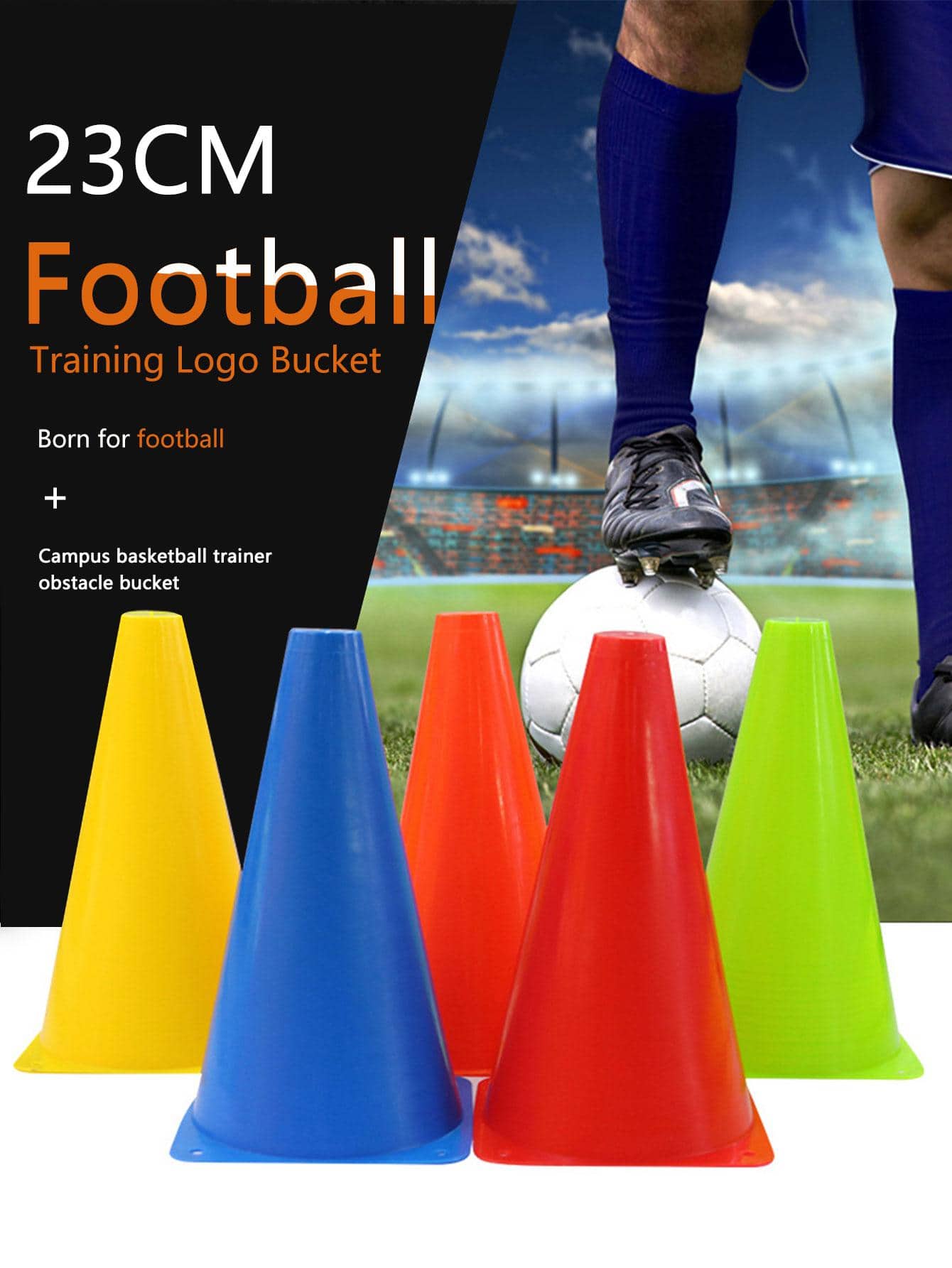 Football Training Cones Set, Obstacle And 9-inch Plastic Bucket-shaped ...