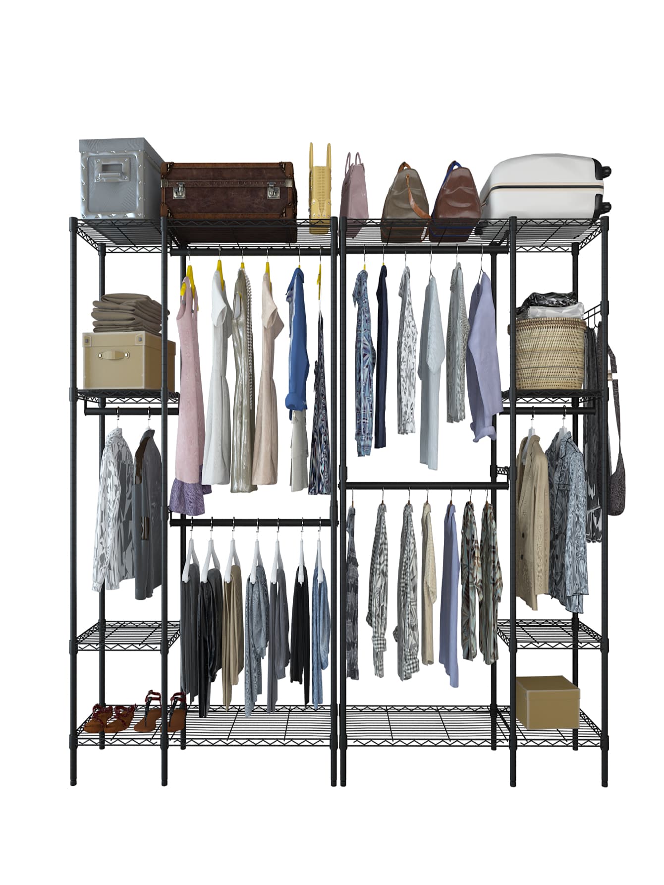 Free Standing Closet Organizer Heavy Duty Clothes Rack for Hanging ...