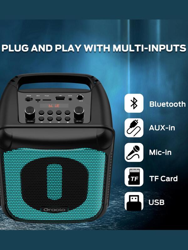 Oraolo Wireless Bluetooth Speaker with Lights 40W Loud Portable Speaker ...